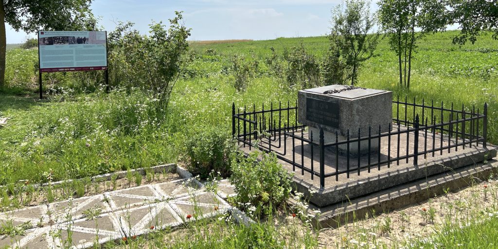 The new sign in place at the south mass grave – Rohatyn Jewish Heritage